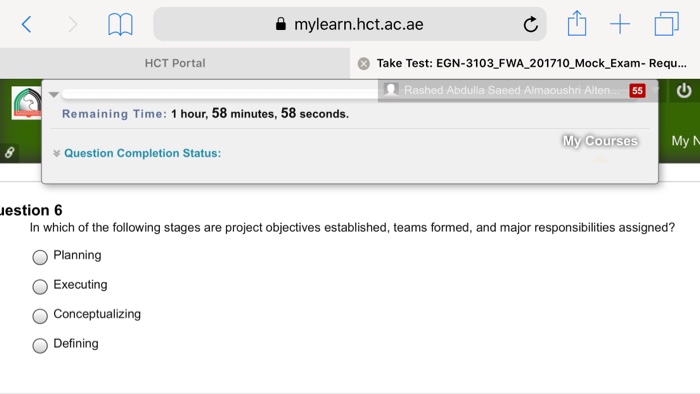 Solved 을 mylearn.hct.ac.ae HCT Portal Take Test: | Chegg.com