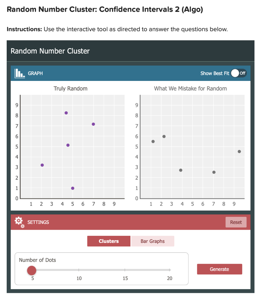 Solved Random Number Cluster: Confidence Intervals 2 (Algo) | Chegg.com