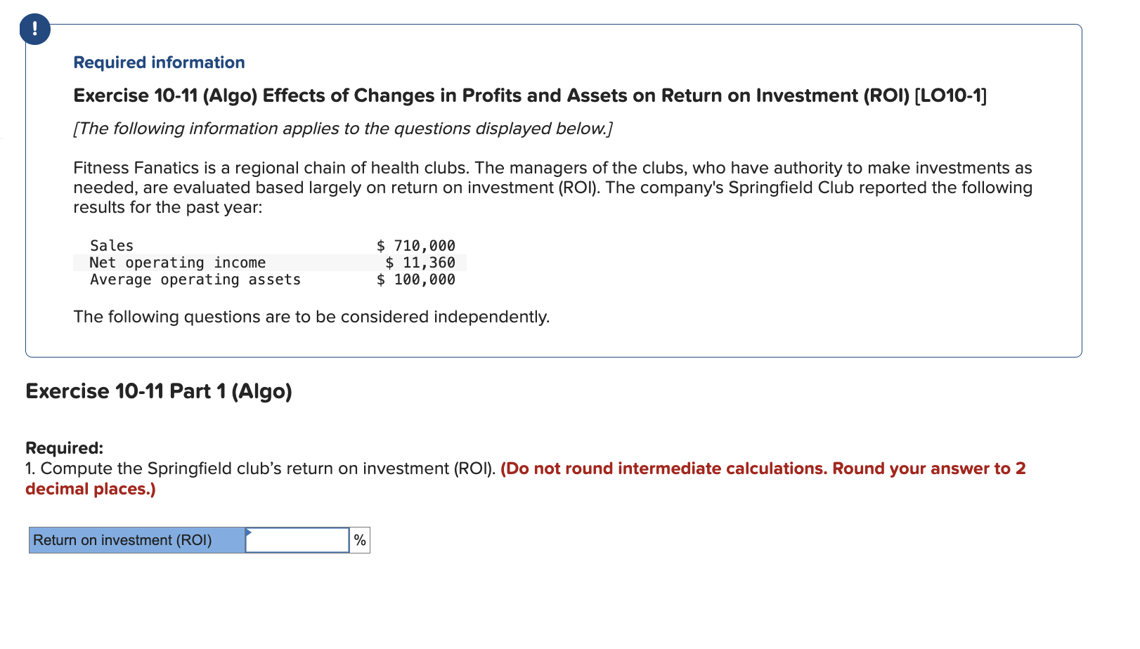 Solved Exercise 10-11 (Algo) Effects of Changes in Profits | Chegg.com