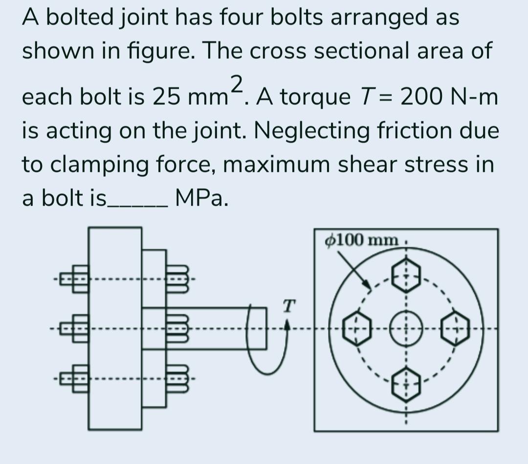 Solved - A bolted joint has four bolts arranged as shown in | Chegg.com