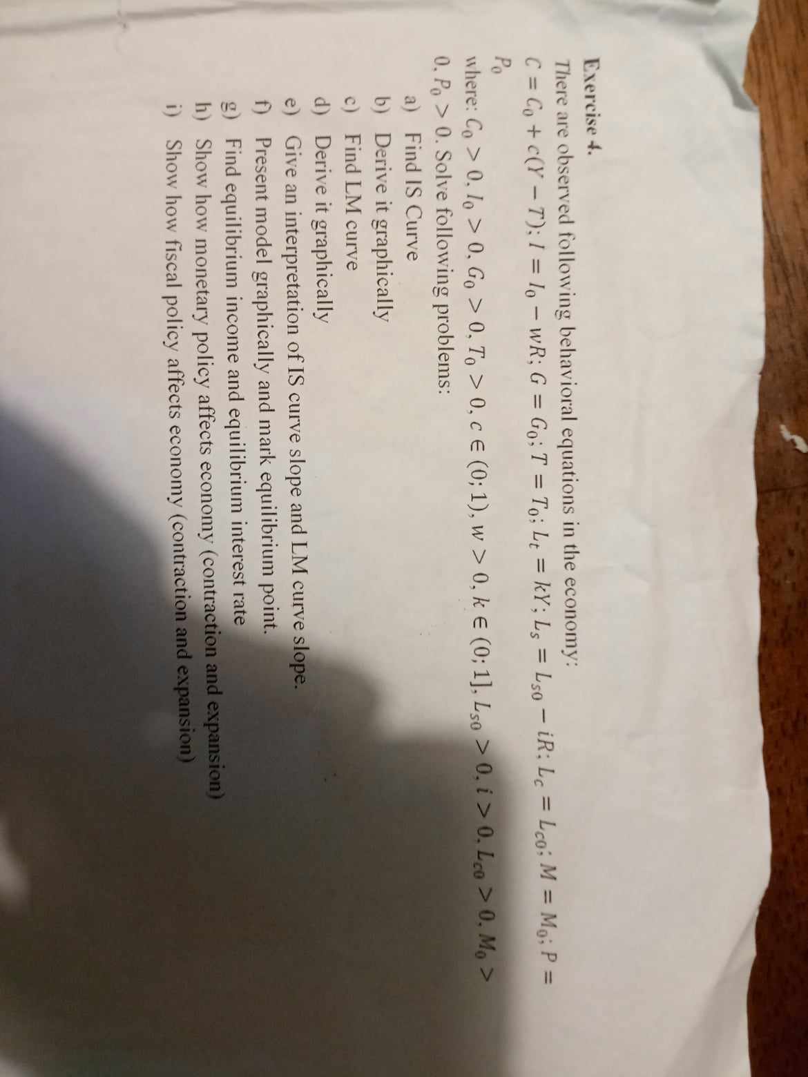 Solved There are observed following behavioral equations in | Chegg.com