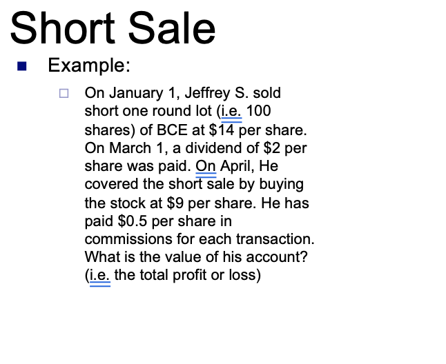 Solved Short Sale Example: On January 1, Jeffrey S. sold | Chegg.com