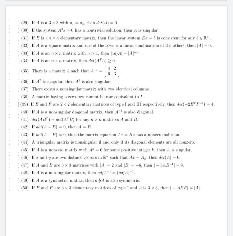Solved 42 6 3 [ ] (29) If A is a 3 x 3 with a1 = as, then | Chegg.com