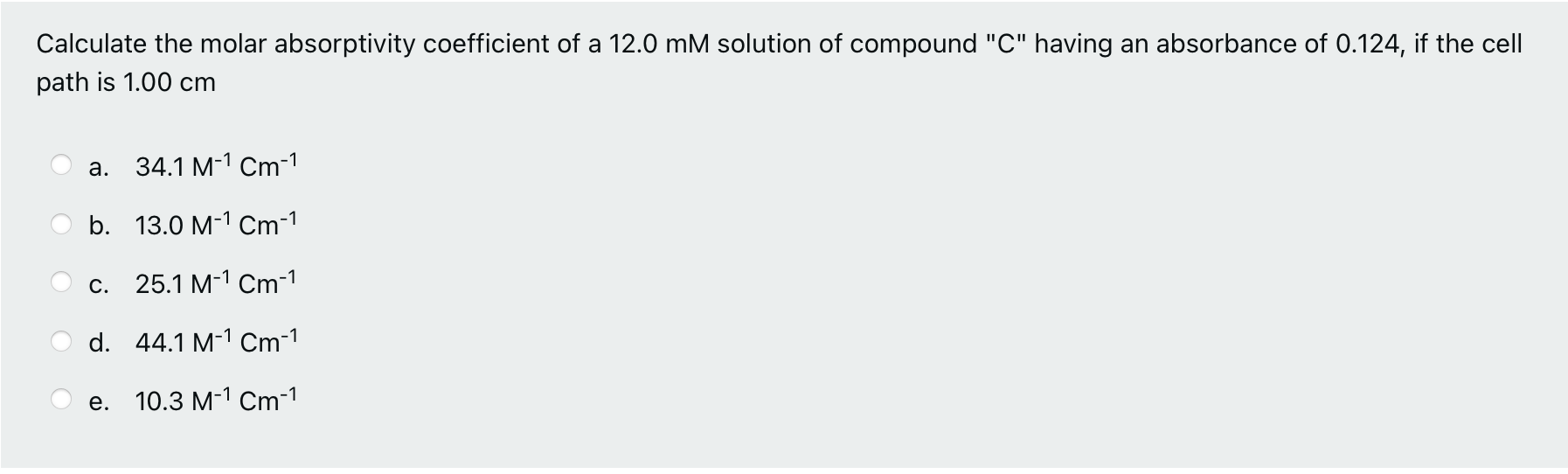 Solved Calculate the molar absorptivity coefficient of a | Chegg.com