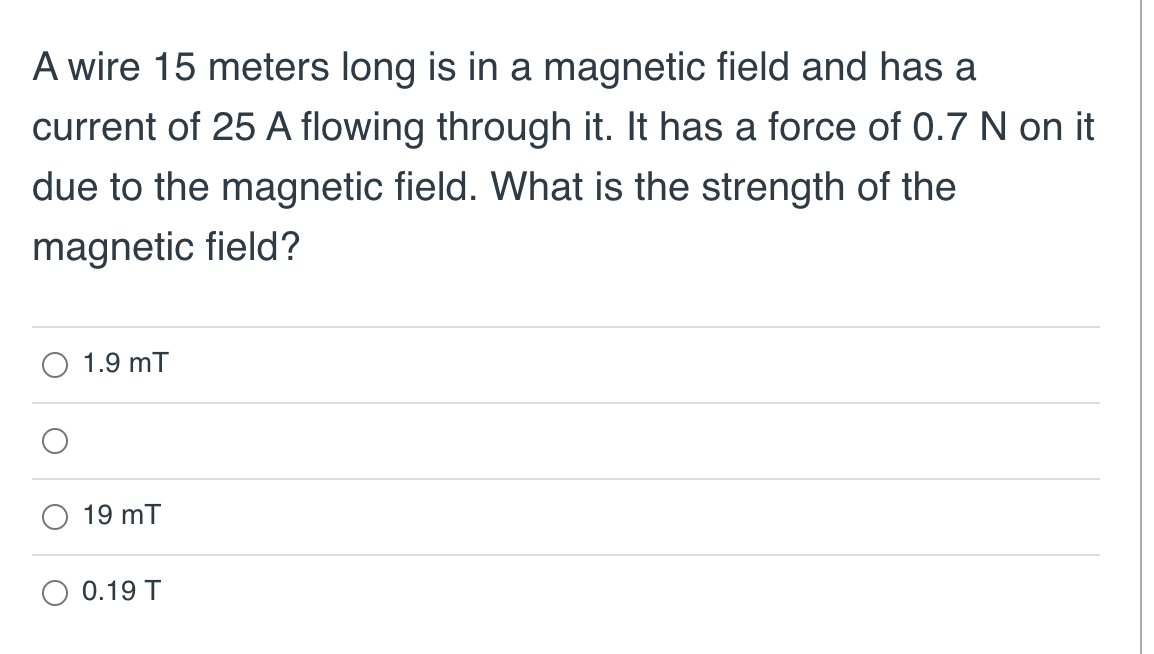 Solved A wire 15 meters long is in a magnetic field and has | Chegg.com