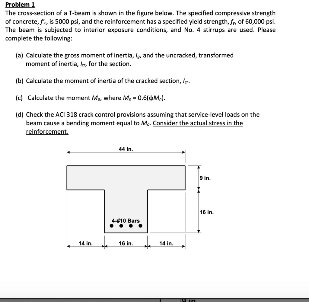 Solved Problem 1 The cross-section of a T-beam is shown in | Chegg.com