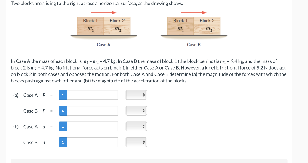 Solved Two blocks are sliding to the right across a | Chegg.com