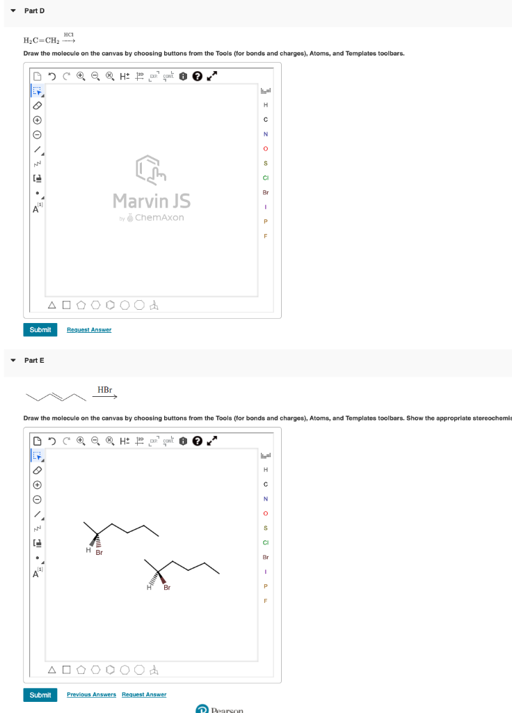 Solved HCI Draw the molecule on the canvas by choosing | Chegg.com