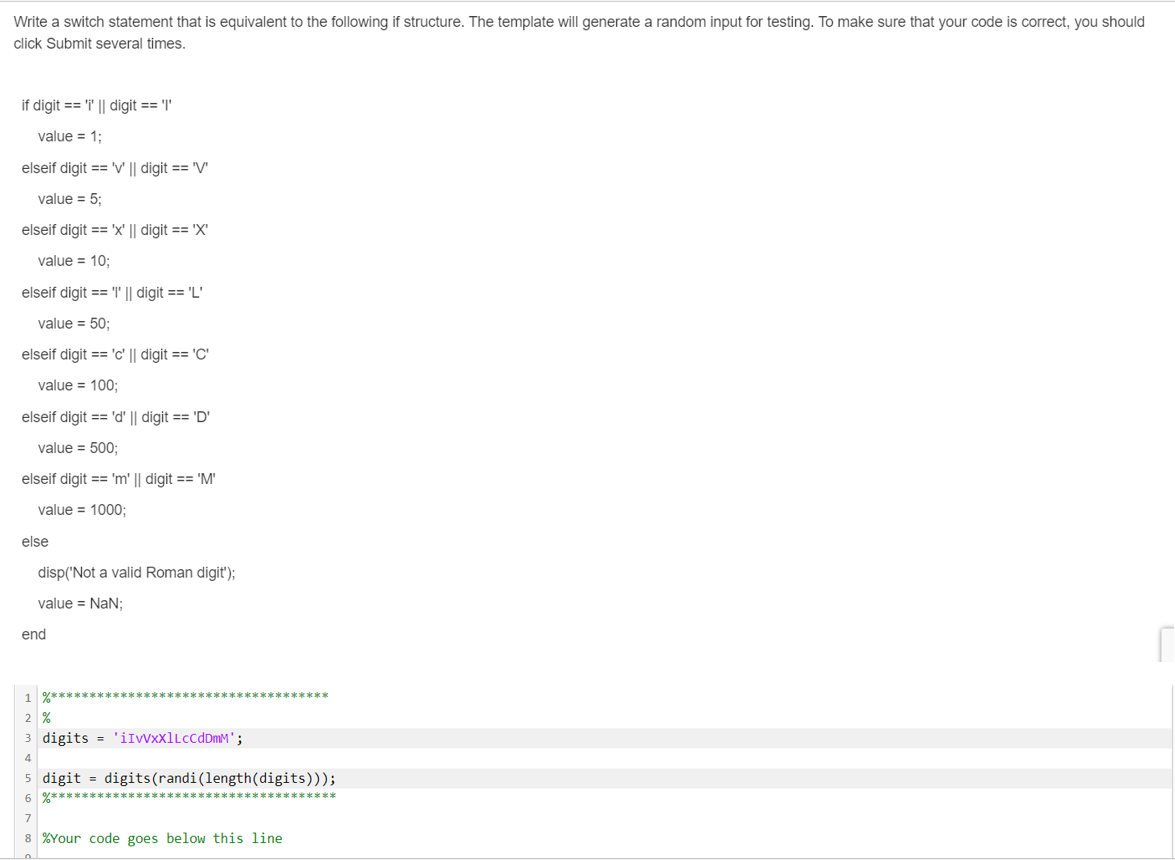 Solved Write a switch statement that is equivalent to the | Chegg.com