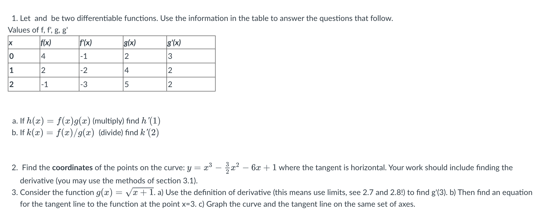 Solved 1. Let and be two differentiable functions. Use the | Chegg.com