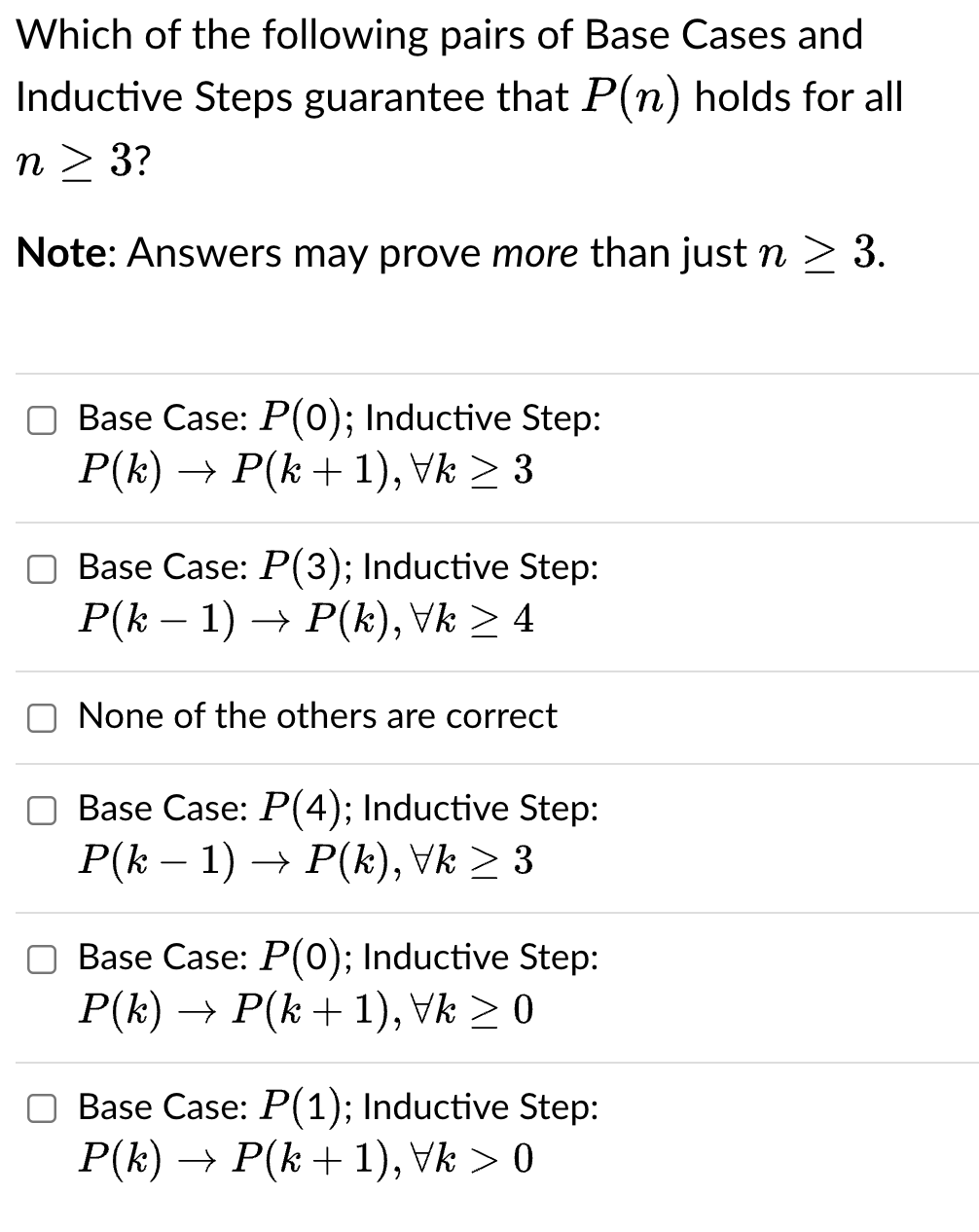Solved Which of the following pairs of Base Cases and | Chegg.com