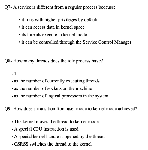 Solved Q7- A service is different from a regular process | Chegg.com