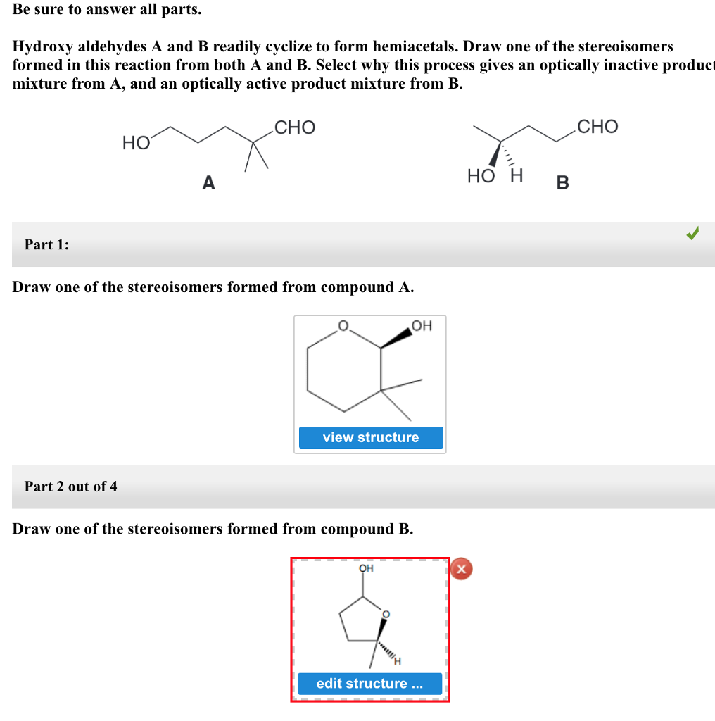 Solved Be sure to answer all parts Hydroxy aldehydes A and B | Chegg.com