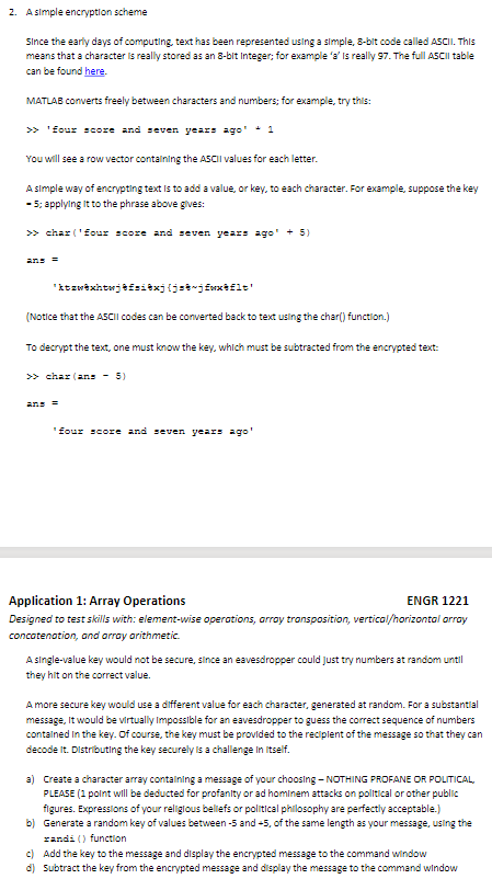 Solved 2. A simple encryption scheme Since the early days of | Chegg.com