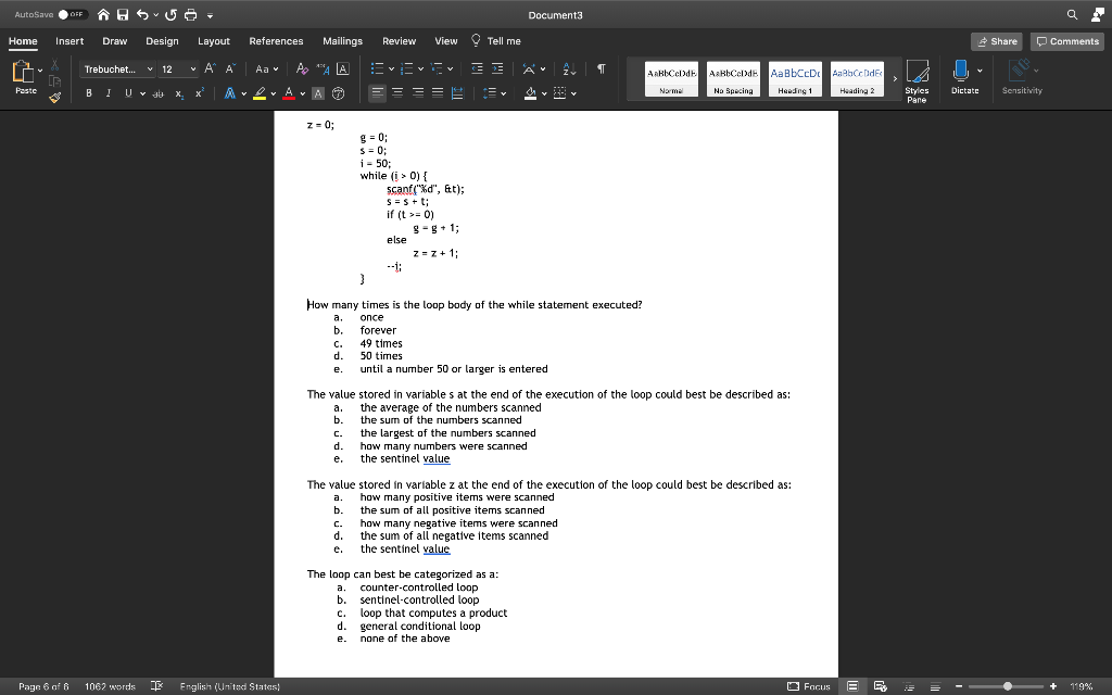 Solved AutoSave OFF OFF A SU Document3 a Home Insert Draw | Chegg.com