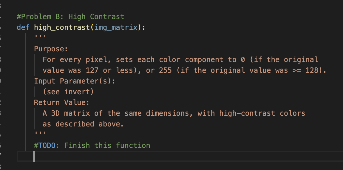 Solved Problem B. (7 points) High Contrast Next, you will be | Chegg.com