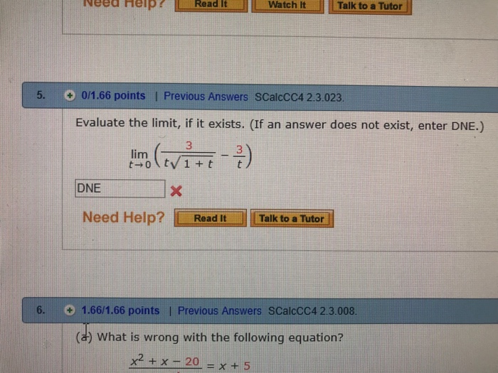 Solved eed Help?ReadIWatch tTalk to a Tutor 5. 0/1.66 points | Chegg.com