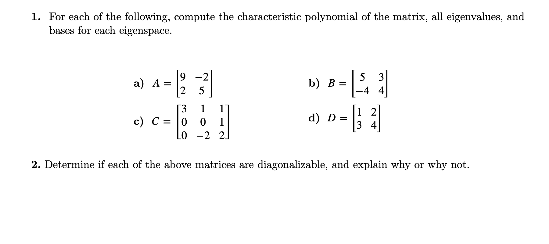 Solved 1. For each of the following, compute the | Chegg.com