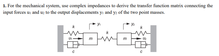 Solved 1. For the mechanical system, use complex impedances | Chegg.com