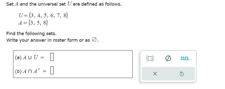Solved Set A and the universal set U are defined as follows. | Chegg.com