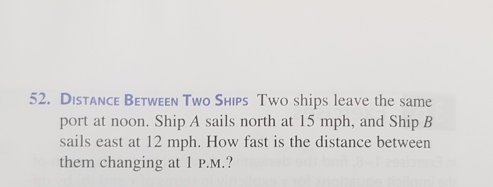 Solved 52. DISTANCE BETWEEN TWO SHIPS Two ships leave the | Chegg.com