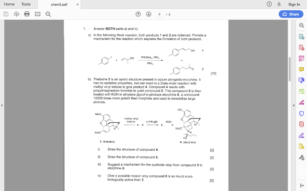 Solved Home Tools chem3.pdf x Sign In Share 1. Answer BOTH | Chegg.com