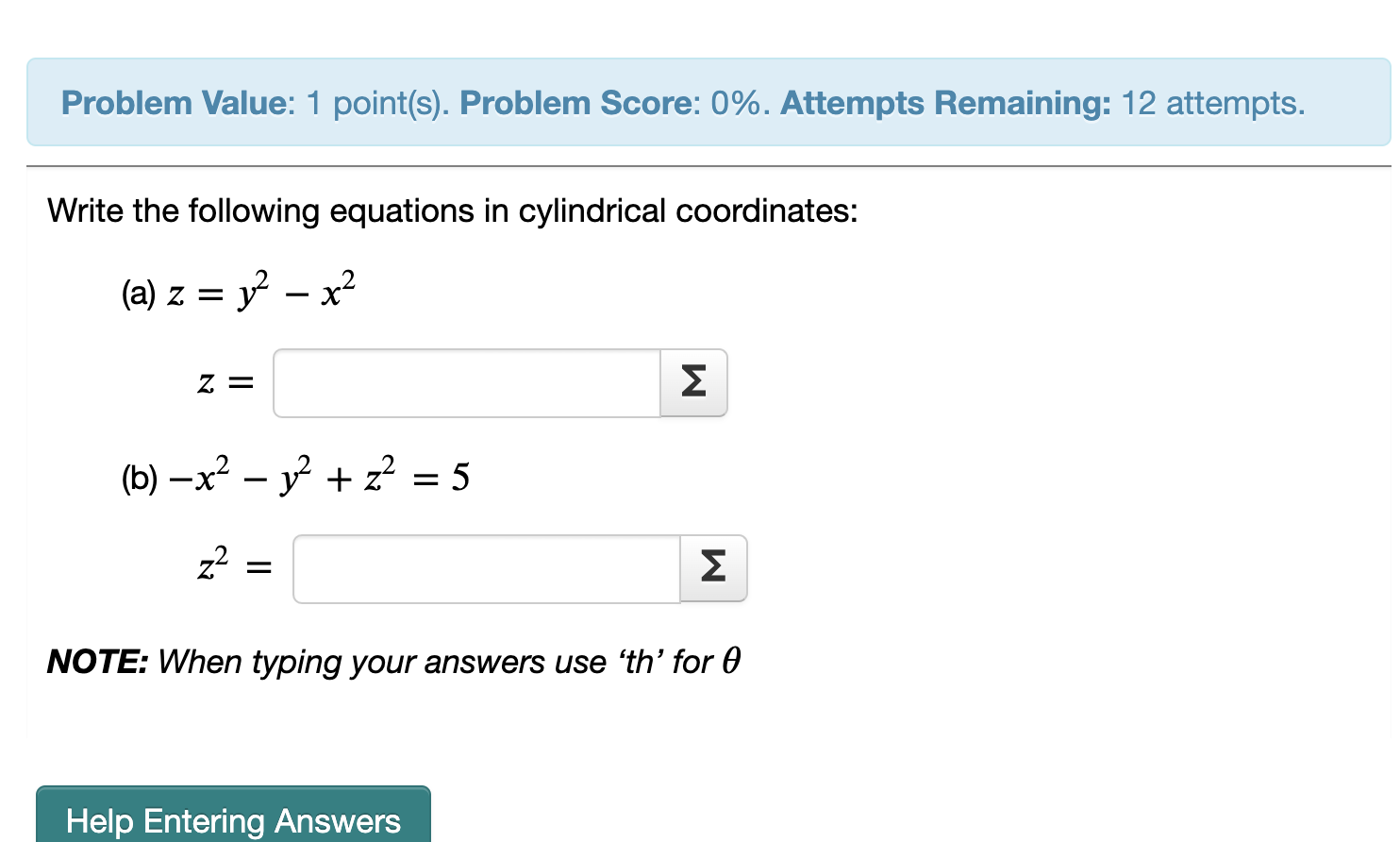 Solved Write The Following Equations In Cylindrical
