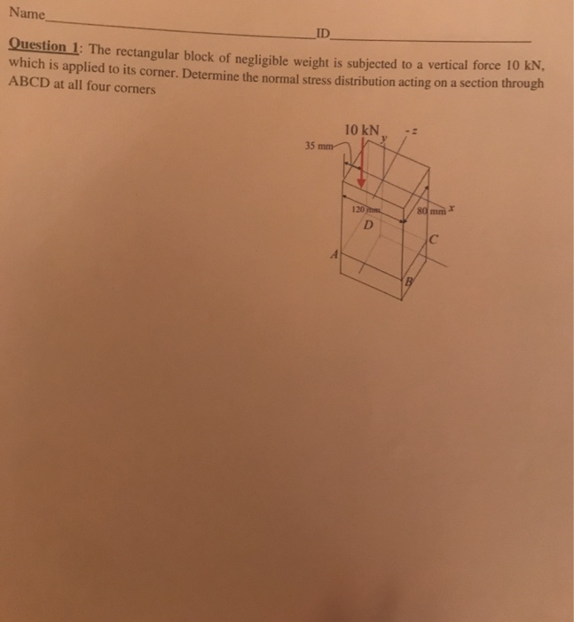 Solved Name ID Question 1: The rectangular block of | Chegg.com