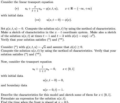 Consider the linear transport equation + *ER=(-0, | Chegg.com