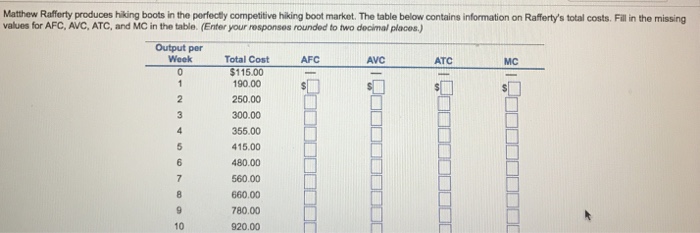 Solved AFC=fixed cost/output AVC=variable | Chegg.com