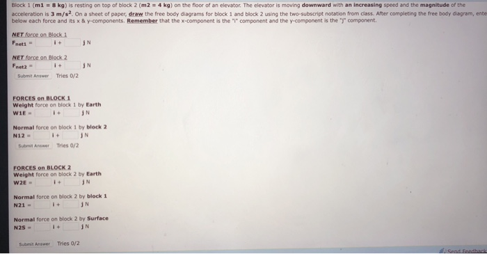 Solved Block 1 (m1- 8 kg) is resting on top of block 2 (m2 4 | Chegg.com