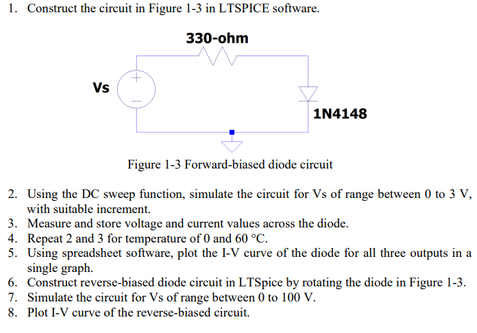 Solved 1. Construct the circuit in Figure 1-3 in LTSPICE | Chegg.com