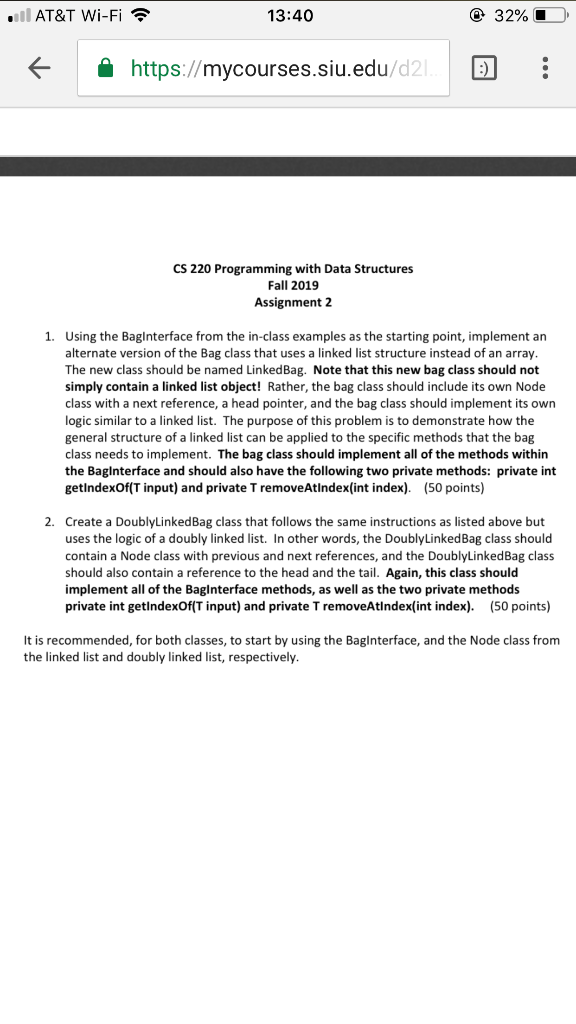 Solved Problem 1 Implement The Linkedbag Class Using A
