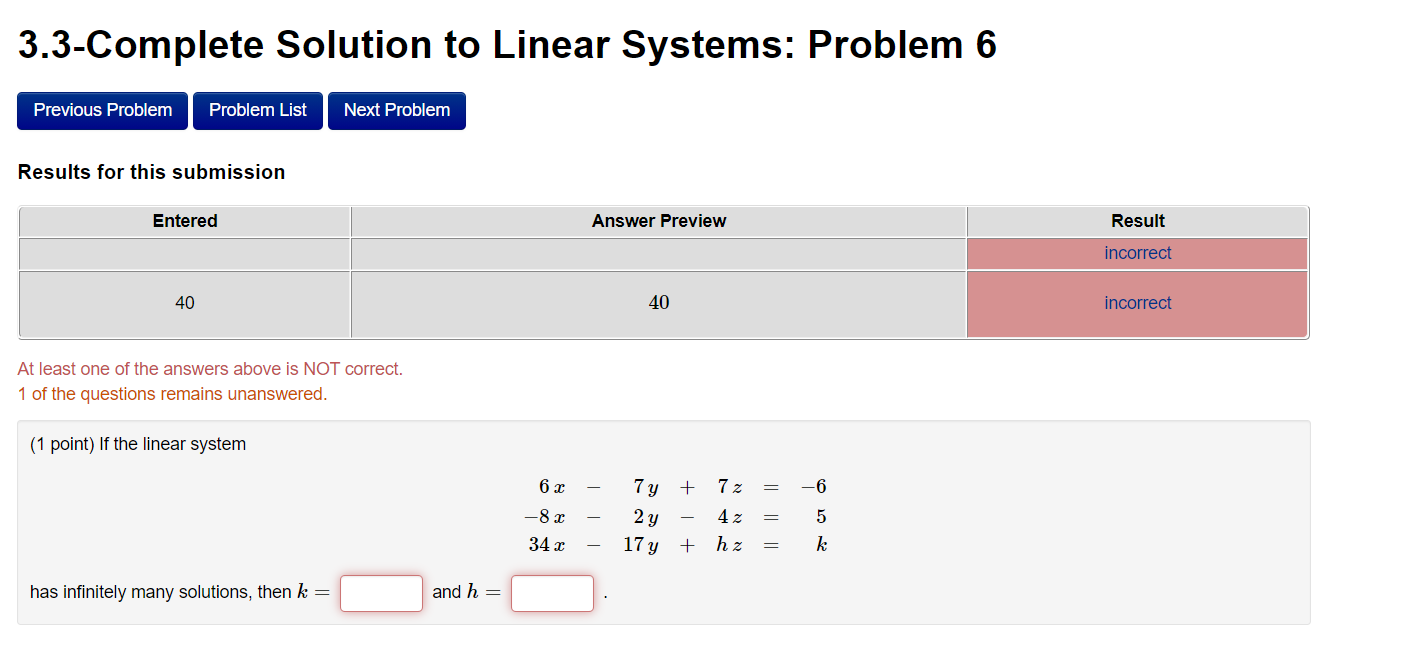 Solved 3.3-Complete Solution to Linear Systems: Problem 6 | Chegg.com
