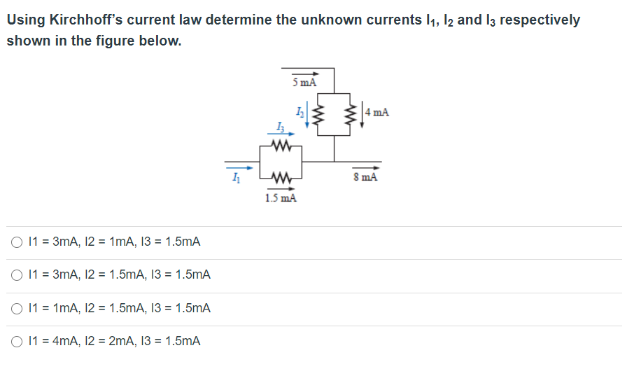 Solved Using Kirchhoff's current law determine the unknown | Chegg.com