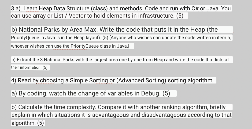 Solved a) a) Creation of the National Parks tree (containing | Chegg.com
