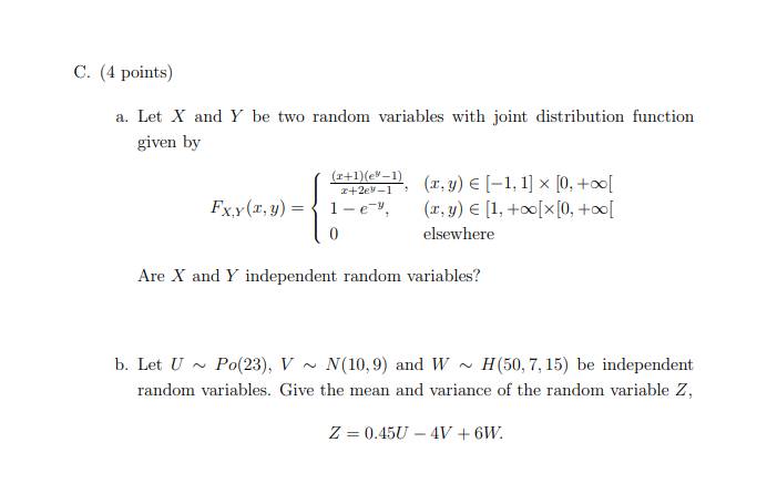 a. Let X and Y be two random variables with joint | Chegg.com
