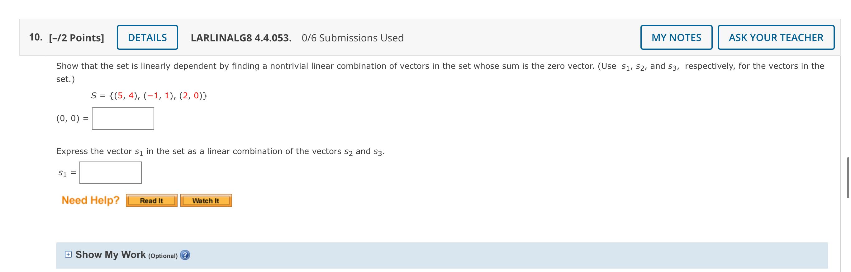 Solved ASK YOUR TEACHER 10. [-/2 Points] DETAILS MY NOTES | Chegg.com