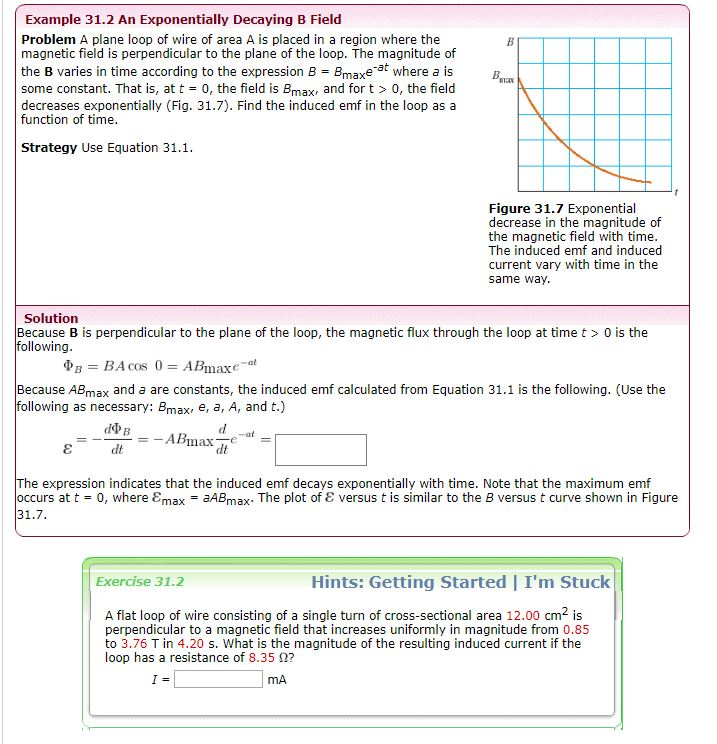 Solved Example 31.2 An Exponentially Decaying B Field | Chegg.com