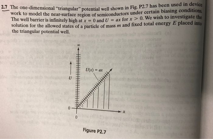 Solved The one-dimensional “triangular” potential well shown | Chegg.com