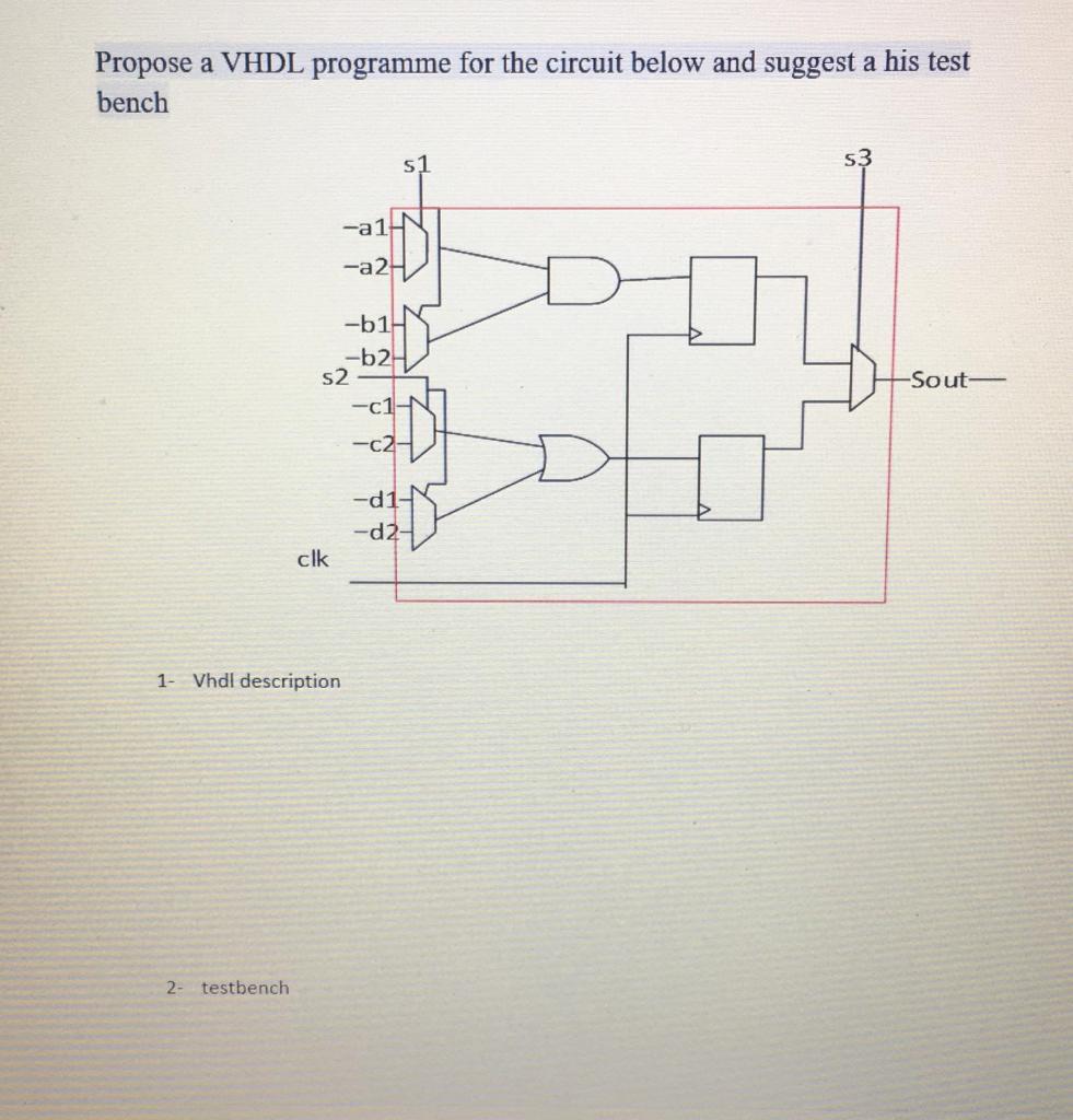 Solved Propose a VHDL programme for the circuit below and | Chegg.com