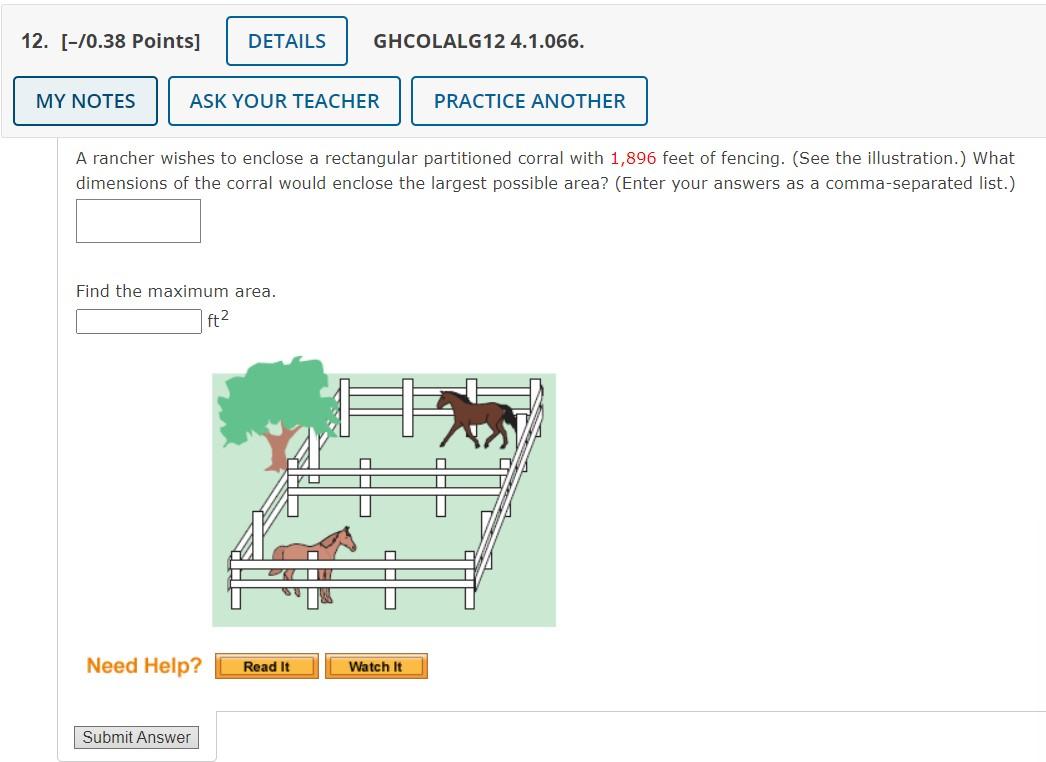 Solved A rancher wishes to enclose a rectangular partitioned | Chegg.com