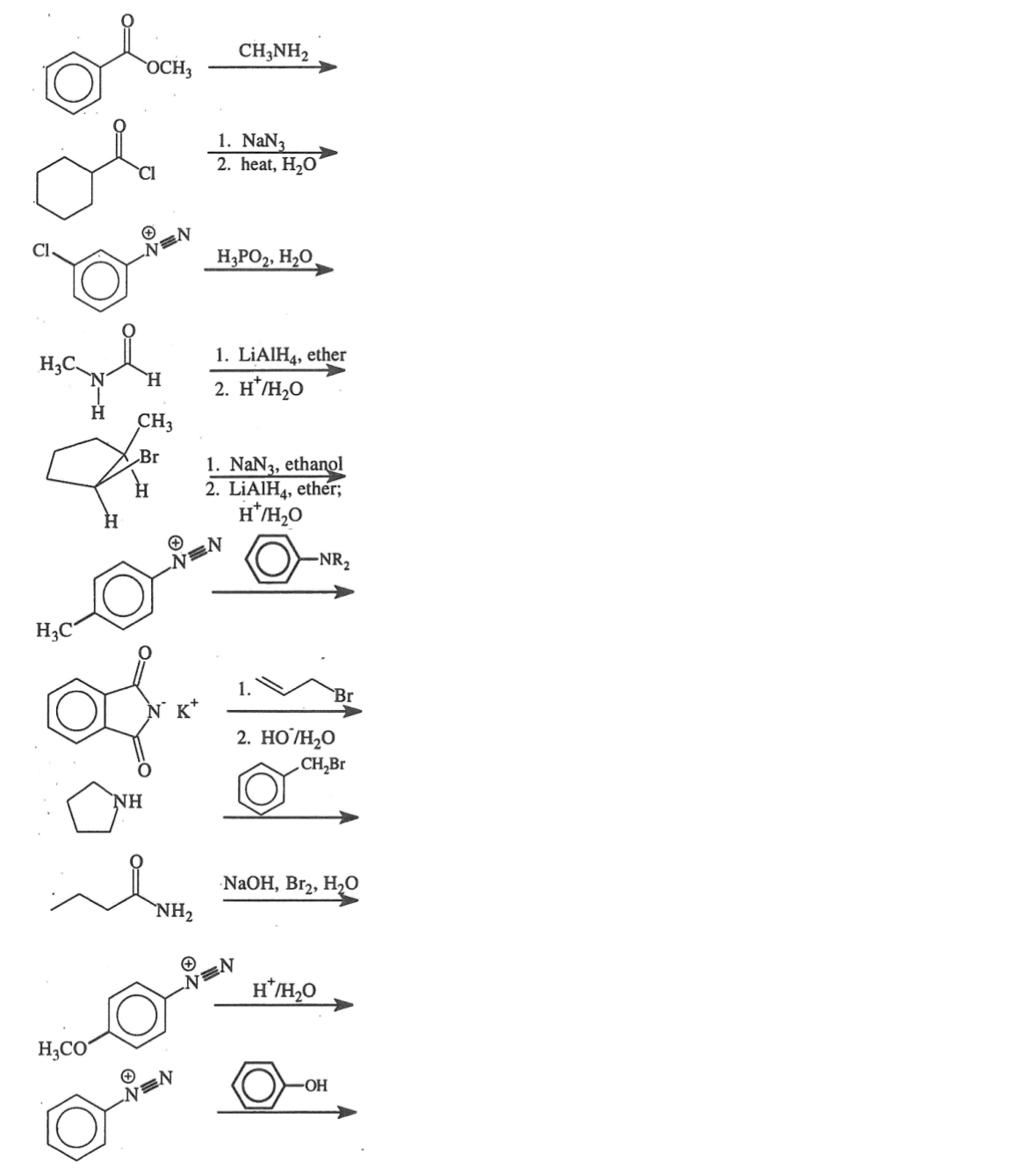 Solved CH3NH2 2. heat, H2O 1. NaN3 H3PO2,H2O 1. NaN3, | Chegg.com