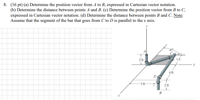 Solved 8. (16 pt) (a) Determine the position vector from A | Chegg.com