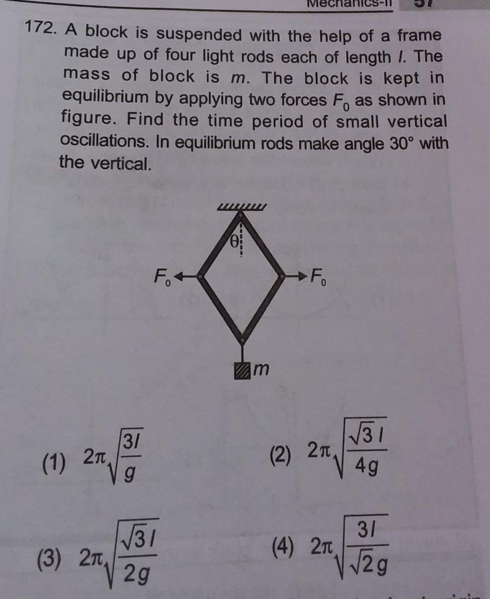 Solved Mechanics-11 172. A block is suspended with the help | Chegg.com