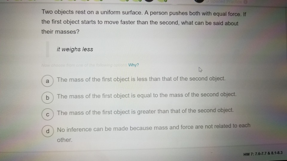 Solved Two objects rest on a uniform surface. A person | Chegg.com