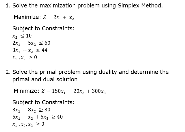 Solved 1. Solve the maximization problem using Simplex | Chegg.com