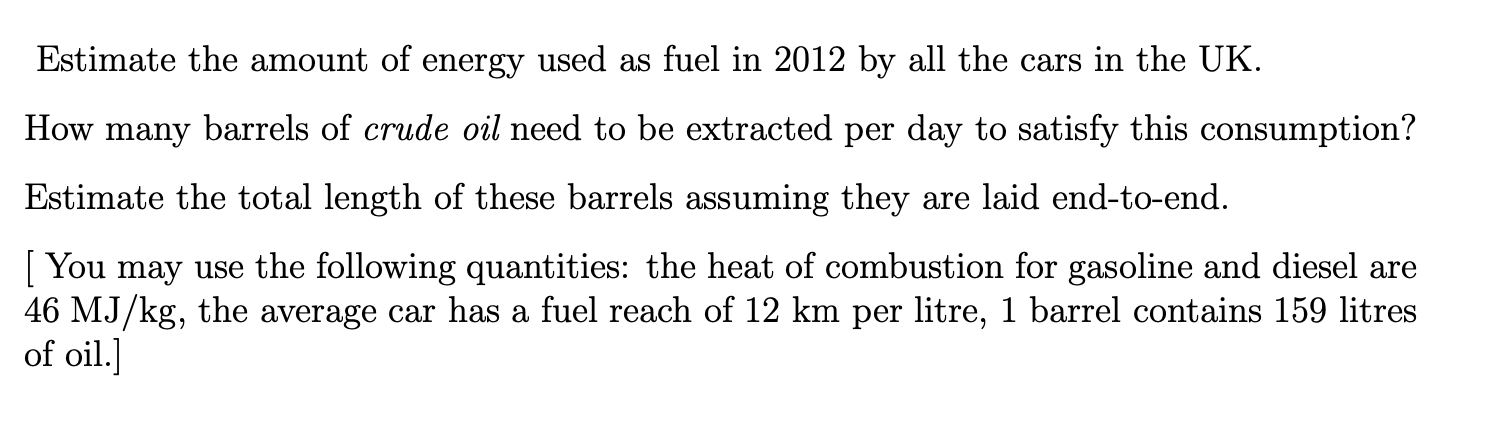 Solved This is a back of envelope like question, and no | Chegg.com