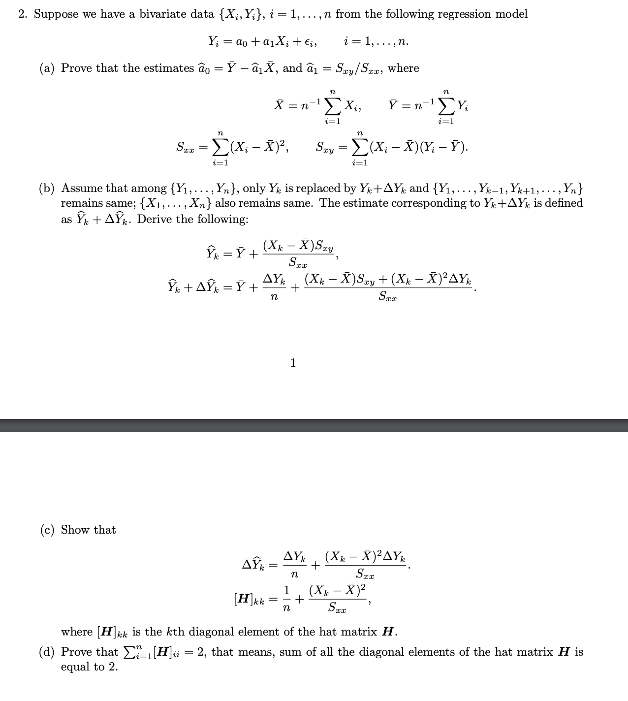Solved Suppose We Have A Bivariate Data {xi Yi} I 1 … N From