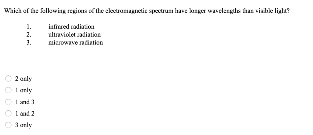 Solved Which of the following regions of the electromagnetic | Chegg.com